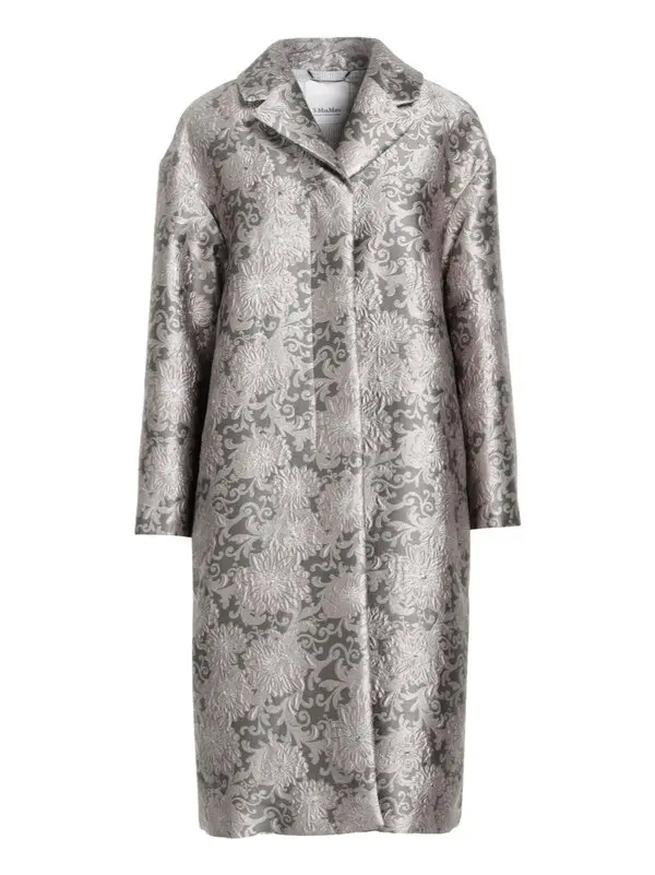 Max Mara Floral Long Coat - Grey