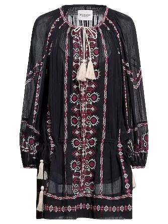 Isabel Marant Étoile Embroidered Gauze Kaftan Dress - Black