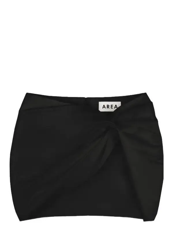 AREA Wrapped Satin Mini Skirt - Black