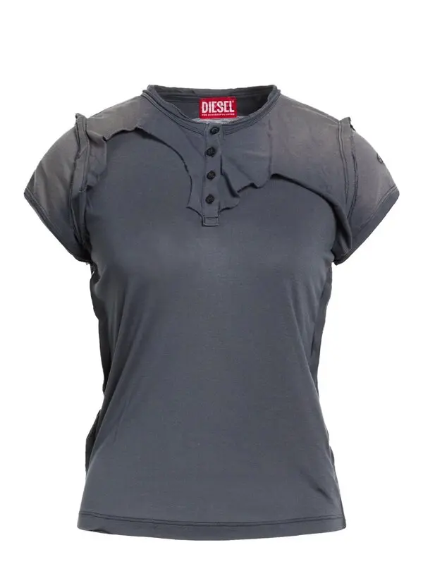 DIESEL® Short Sleeve T-shirt With Button Detail - Grey