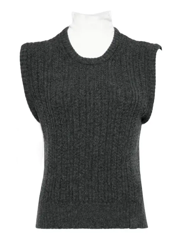 Victoria Beckham Mock Neck Knitted Top - Black
