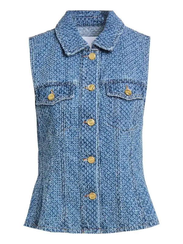 GANNI Sleeveless Denim Peplum Top - Blue