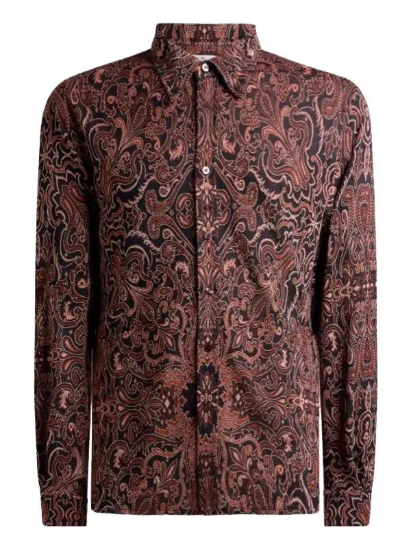 Etro Paisley Jacquard Jersey Shirt - Brown