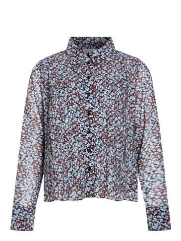 GANNI Printed Crepe Shirt - Gray