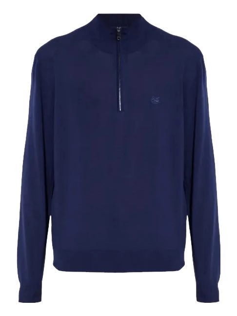 Etro Zip-up Logo Detail Sweater - Blue