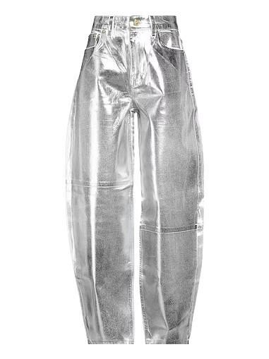 GANNI Metallic Straight-leg Jeans - Silver