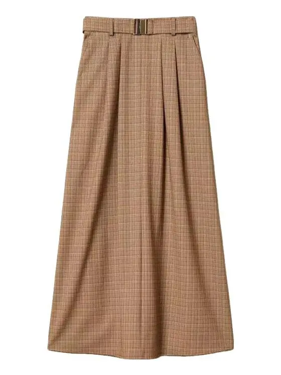 TWINSET Plaid-pattern Belted Skirt - Brown