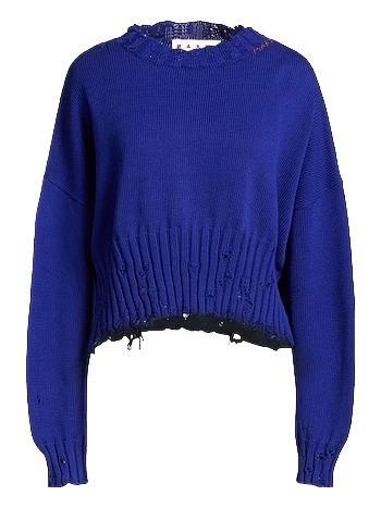 Marni Distressed Long Sleeve Knit Top - Blue