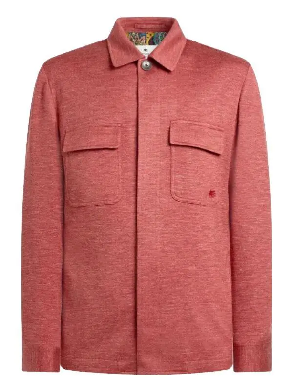 Etro Jaspé Wool-blend Jersey Shacket - Red