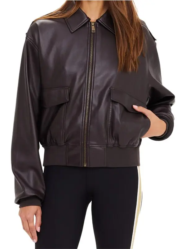 The Upside Zariah Collared Bomber Jacket - Ebony
