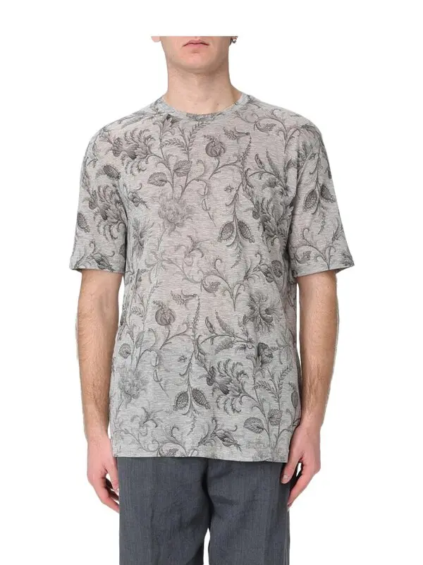 Etro Floral-printed Crewneck T-shirt - Gray