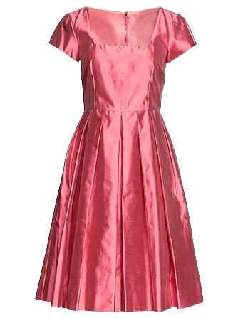 Dolce & Gabbana Short Sleeve Ruched Square Neck Dress - Pink
