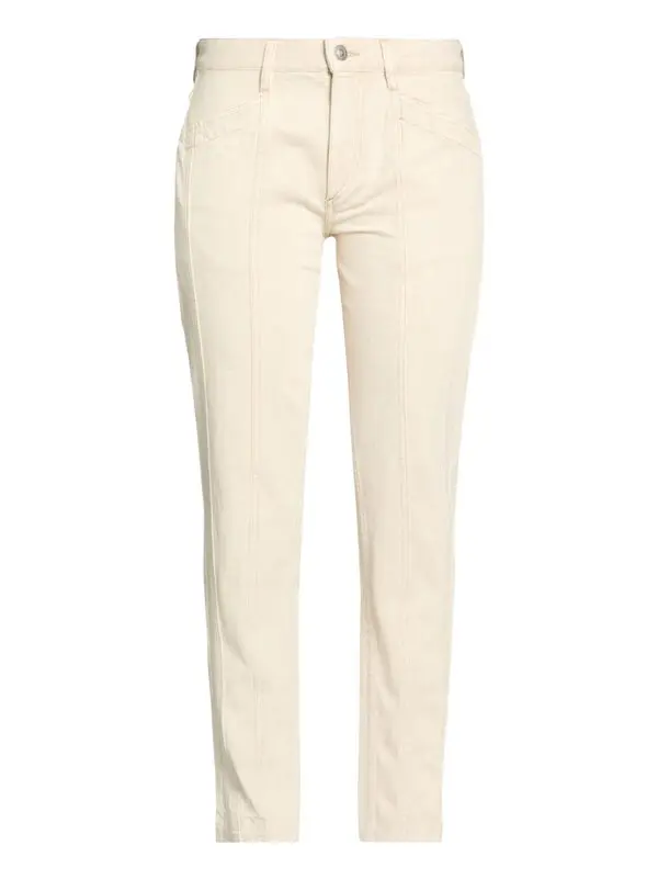 Isabel Marant Étoile Mid-rise Straight Trousers With Contrast Stitching - Beige