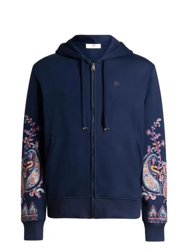 Etro Cotton Hooded Sweatshirt With Floral Paisley Print - Black