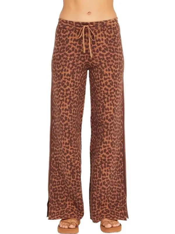 The Upside Malawi Freya Track Pants With Animal Print And Slit Cuffs - Brown