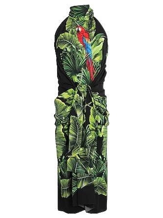 Dolce & Gabbana Sleeveless Printed Crepe Dress - Black
