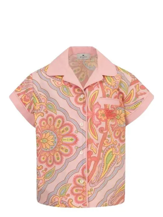 Etro Cotton Poplin Shirt With Paisley Print - Pink