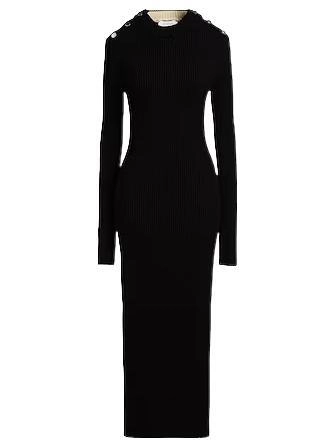Sportmax Slim-fit Ribbed Knit Long Sleeve Midi Dress - Black