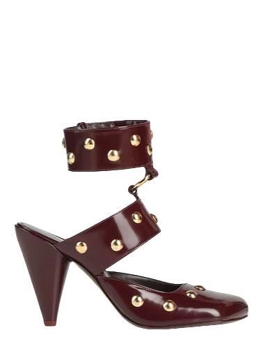Chloé Embellished Glossed Leather Pumps - Brown