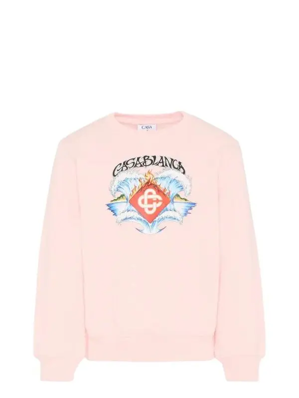 Casablanca Graphic Print Crew Neck Sweatshirt - Pink