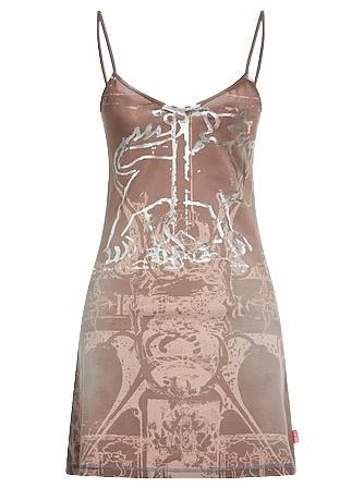 DIESEL® Sleeveless Metallic Jersey Mini Dress - Taupe