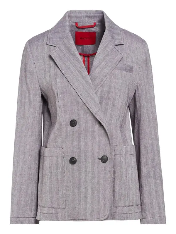 MAXCO. Long-sleeve Double-breasted Blazer - Gray