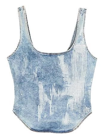 DIESEL® Sleeveless Denim Vest With Embroidered Logo - Blue
