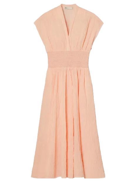 Tory Burch V-neck Linen Dress - Melon