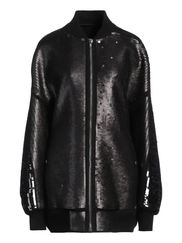 Rick Owens Wool Baseball Jacket With Sequins - Black