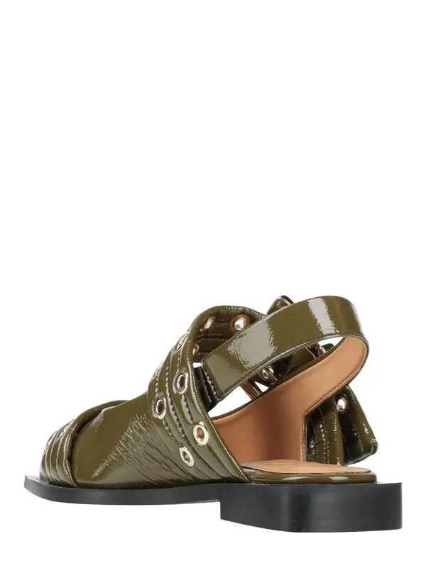 GANNI Patent Leather Pointed-toe Slingback Sandals With Buckle Detailing - Green