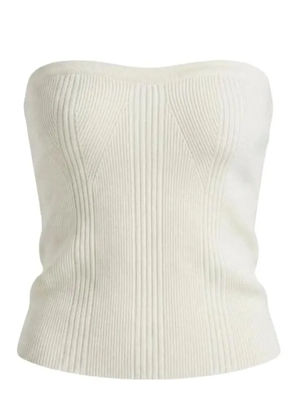 ALLSAINTS Sleeveless Strapless Ribbed Top - White