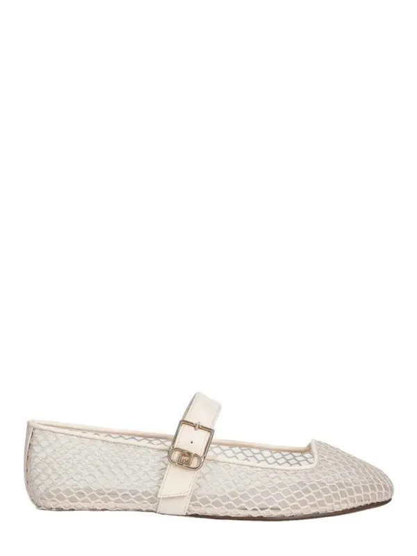 Liu Jo Mesh Buckle Strap Ballet Flats - White
