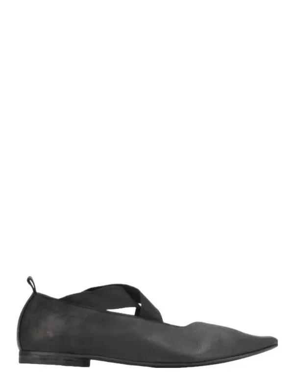 UMA WANG Pointed Toe Ballet Flats With Elastic Cross Straps - Black
