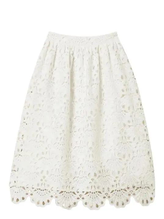 TWINSET Woven Midi Skirt - White