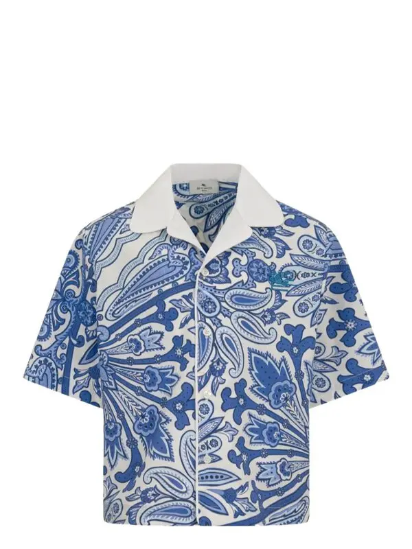 Etro Cotton Poplin Shirt With Paisley Print - Blue