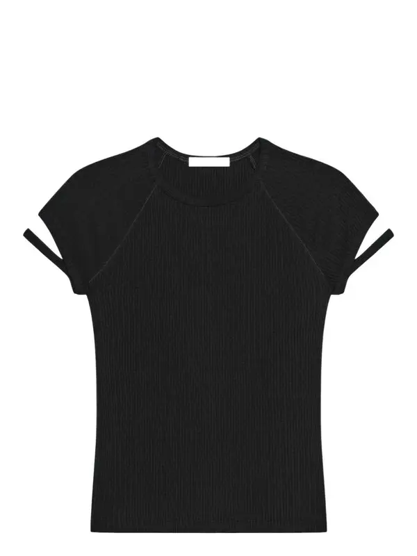Helmut Lang Cutout Sleeve Ribbed Top - Black