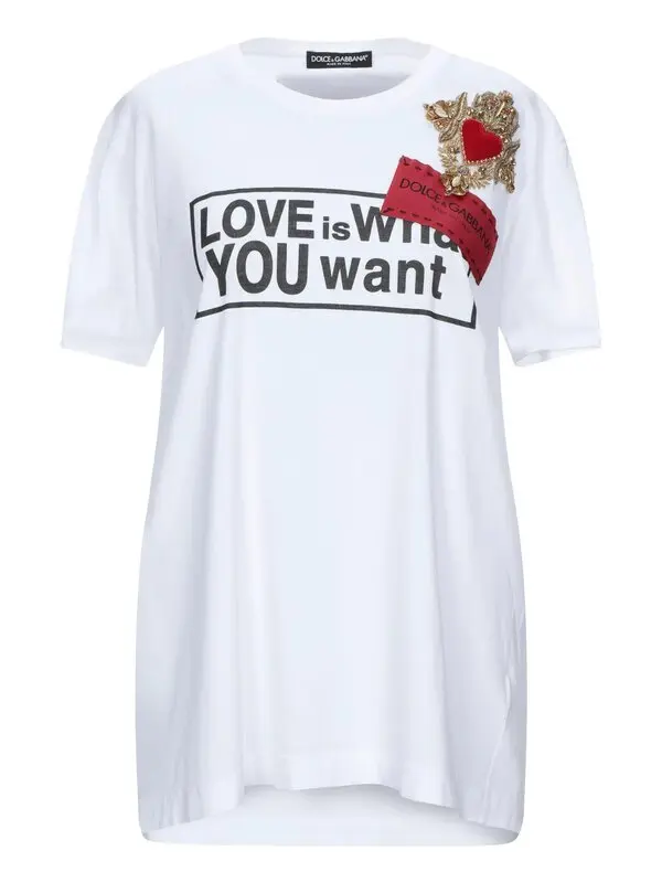 Dolce & Gabbana Embellished Print T-shirt - White