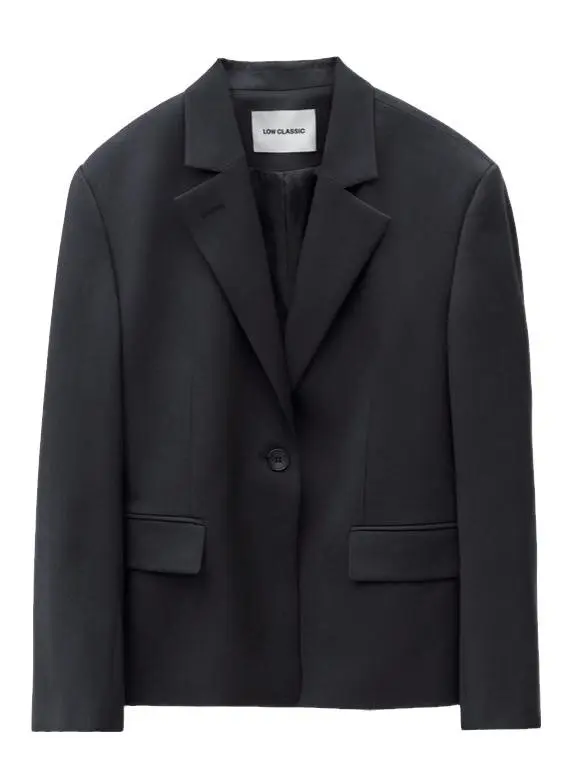 LOW CLASSIC Notched Lapel Button-fastening Blazer - Black