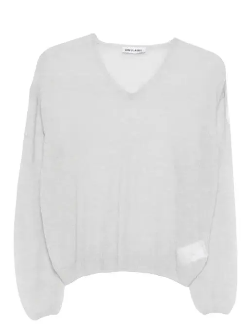 LOW CLASSIC V-neck Long Sleeve Sweater - White