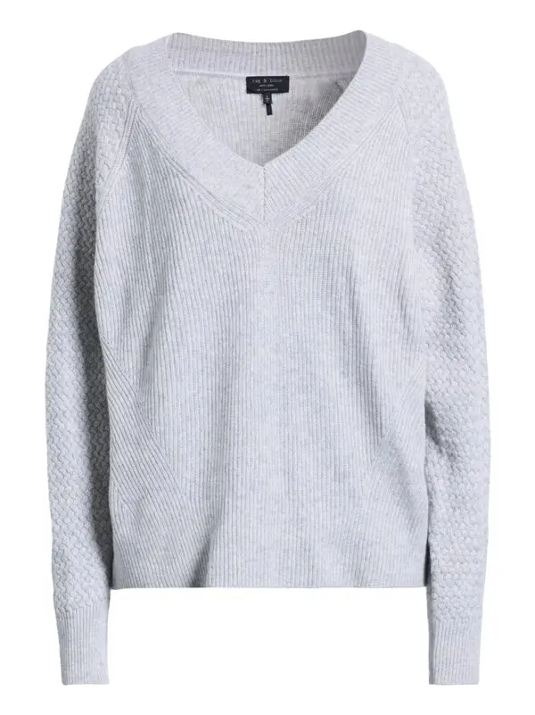 Rag & Bone Cashmere V-neck Long-sleeve Knit Sweater - White