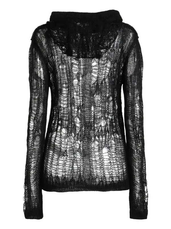 Rick Owens Open-knit Lightweight Hoodie - Black