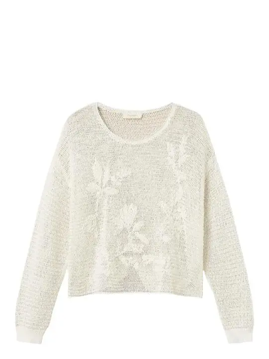 TWINSET Embroidered Round Neck Sweater - White