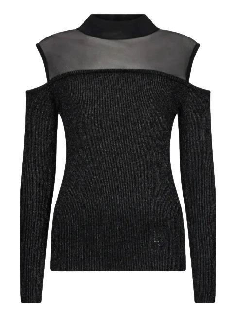 Liu Jo Cold-shoulder Mesh Insert T-shirt - Black