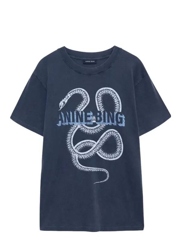 ANINE BING Lili Tee Ld62 Graphic Print T-shirt - Water-washed Black