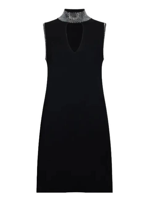 Liu Jo Sleeveless High Neck Dress With Rhinestone Appliqu - Black