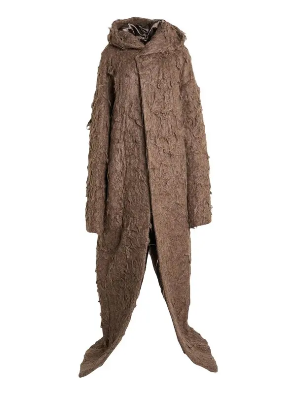 Rick Owens Hooded Cashmere Coat - Brown