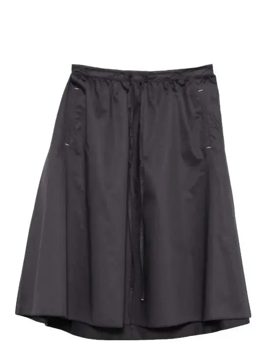 LOW CLASSIC Drawstring Cotton Midi Skirt - Navy Blue