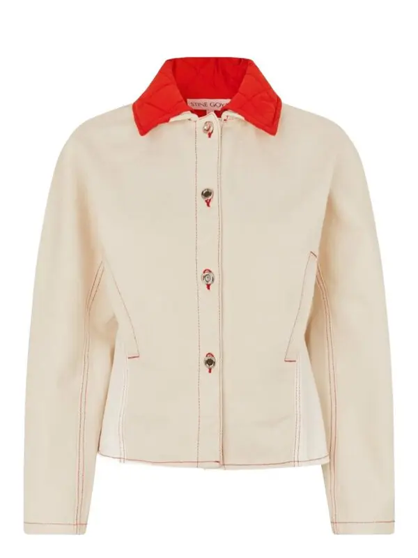 Stine Goya Logo Denim Jacket - Nude