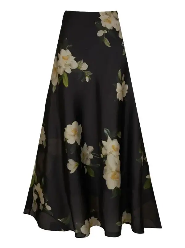 Zimmermann Harmony Silk Midi Skirt - Black
