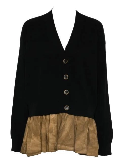 UMA WANG V-neck Cardigan With Ruffle Trim - Black